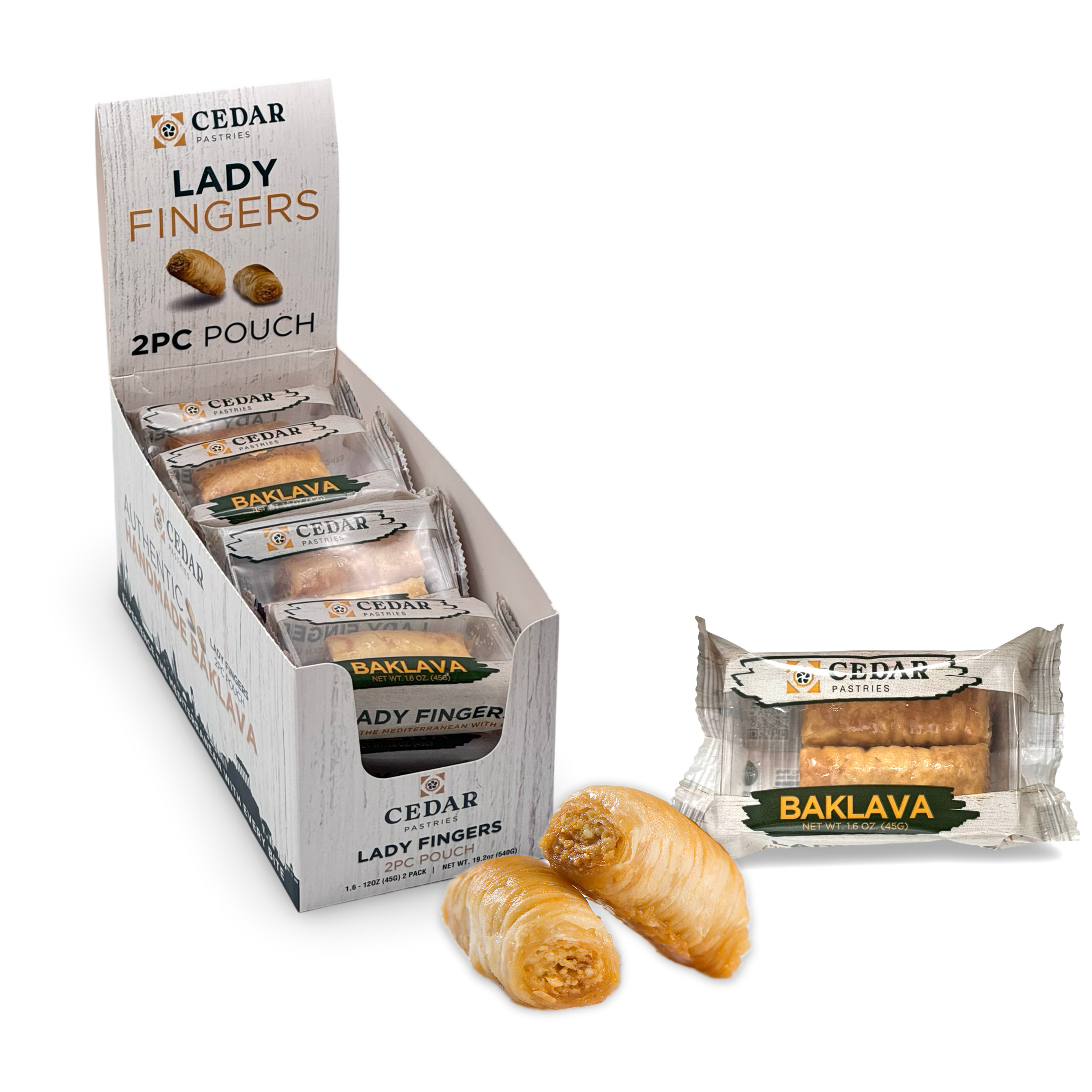 Single Serve Lady Finger Baklava 2-Pack (Case of 12) – Cedar Pastries